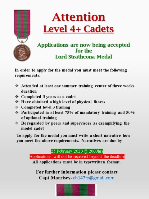 Medal Application DEADLINE quickly approaching - 638aircadets