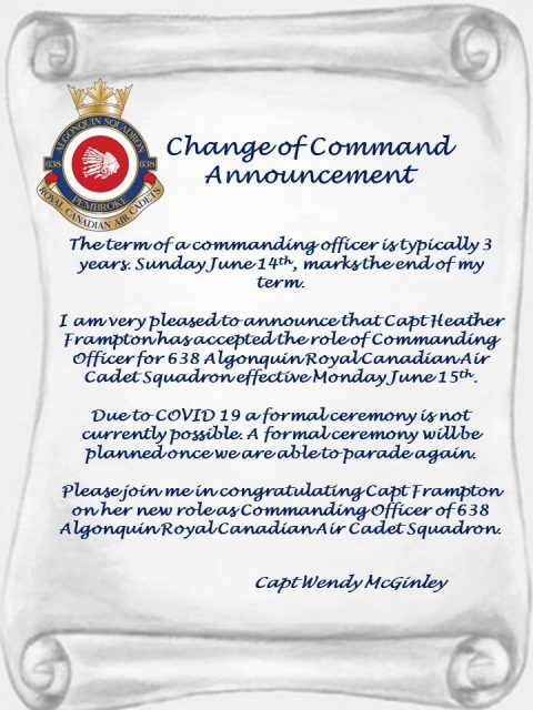 Change of Command Announcement - 638aircadets